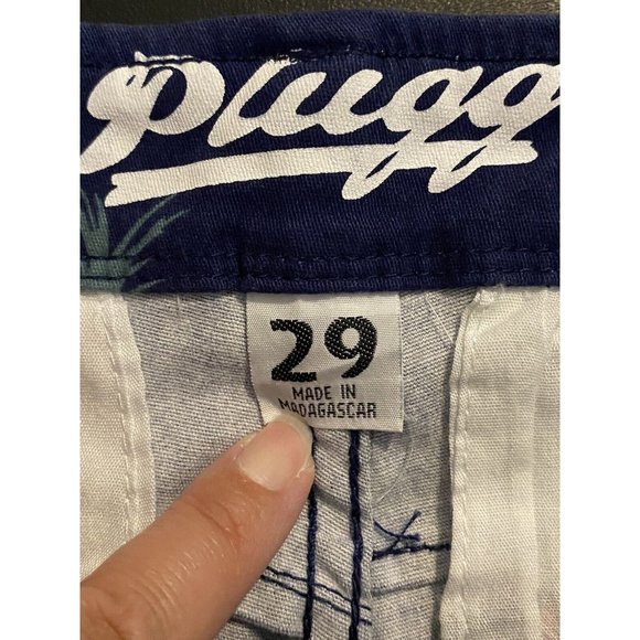 Plugg | Shorts | Plugg Mens Blue Pineapple Shorts With Belt Stretch And ...